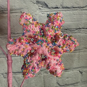 Pink Snowflake Cookie W/ Sprinkles Spray, 30" H X 3 Snowflakes, Perfect ...