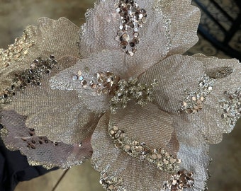 Cheetah Poinsettia Stem, Jeweled Poinsettia Stem, Champagne Spray for ...