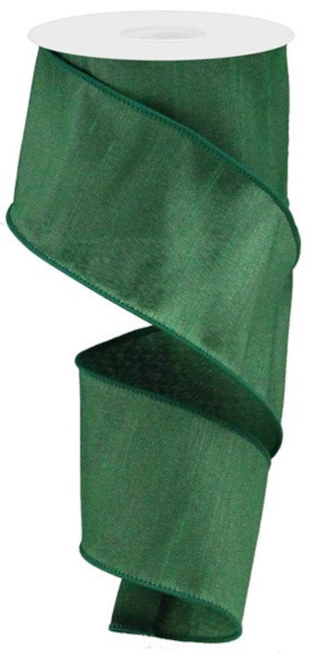 Emerald Green Faux Dupioni Wired Ribbon 2.5 X 10 Yards, Ribbon for ...