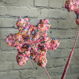 Pink Snowflake Cookie W/ Sprinkles Spray, 30" H X 3 Snowflakes, Perfect ...