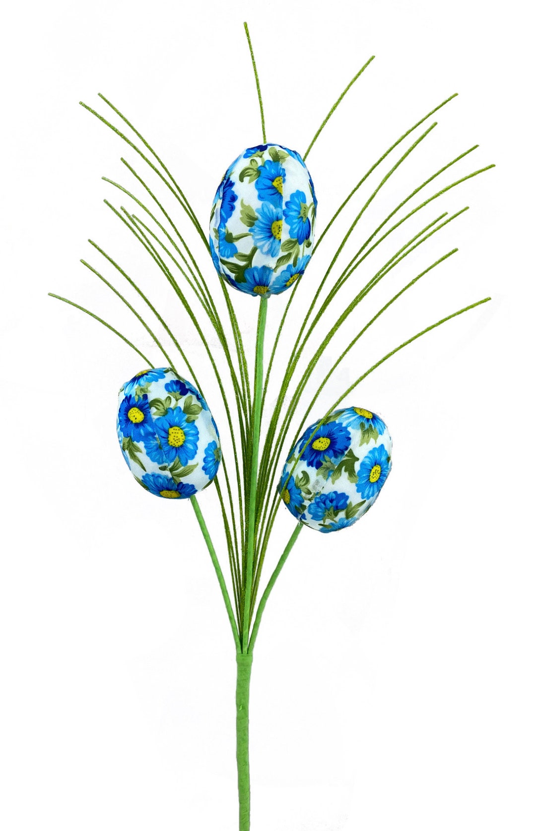 Blue Floral Egg Pick 18”, Easter Spray, Spring Spray, Wreath, Craft ...