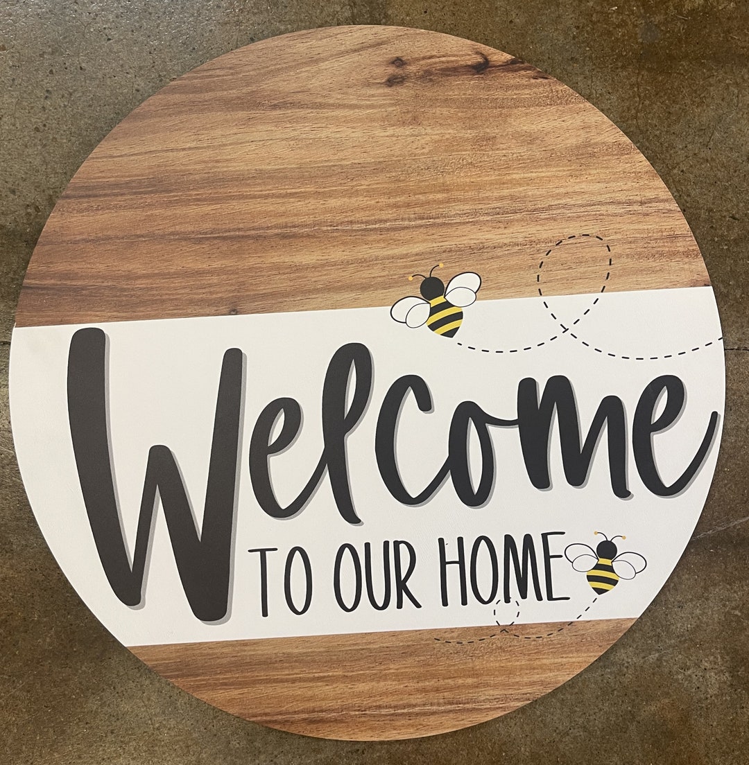 Bee Door Hanger, Bee Door Sign, Bee Gift Decor, Welcome to Our Home ...