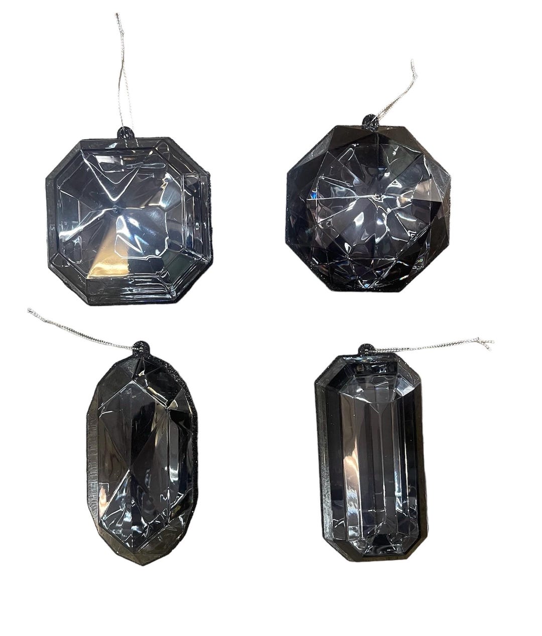 Black 4” Acrylic Jewel Assortment Set 0f 4, Gem Ornament, Black ...