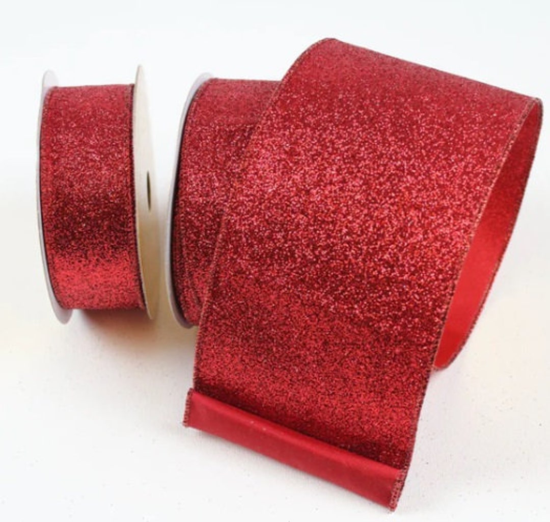 Red Diamond Dust Ribbon 2.5 X 10 Yards, Farrrisilk Luxury Ribbon for ...