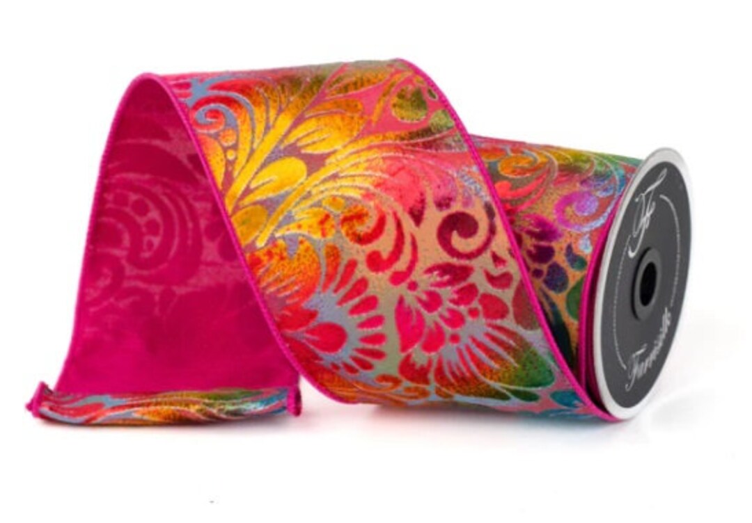 Rainbow Floral Ribbon 4” X 10 Yds, Easter, Spring, Mother’s Day or ...