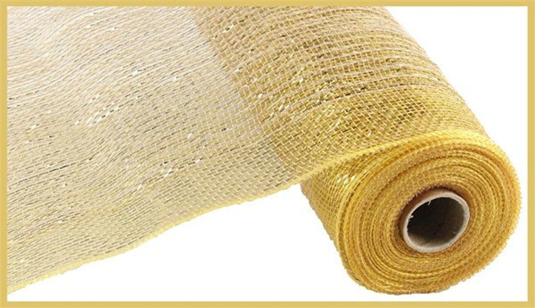 Natural Jute Mesh With Gold Foil Stripe 10.25" X 10 Yards RY801508 - Etsy