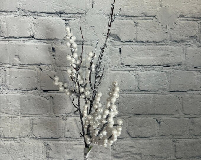 White Pearl Berry Branch Spray, 20": Perfect for Christmas, Valentine's ...