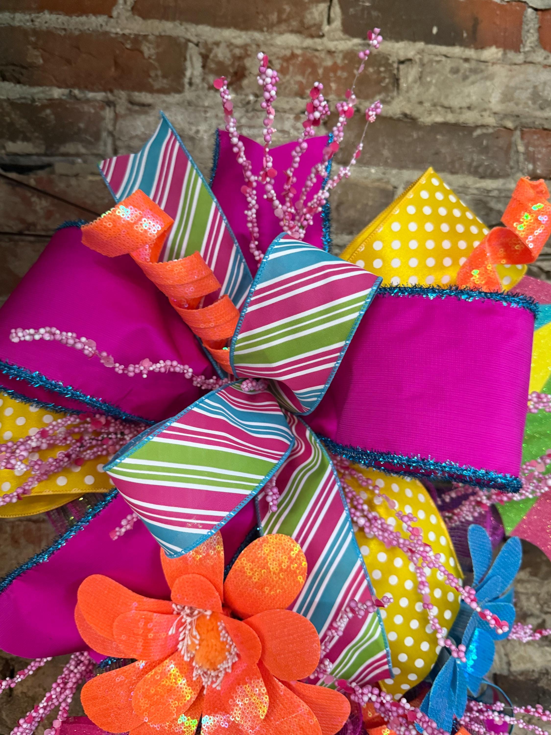 Bright, Colorful Beach Door Swag | Summer Pool House Décor | Sequin ...