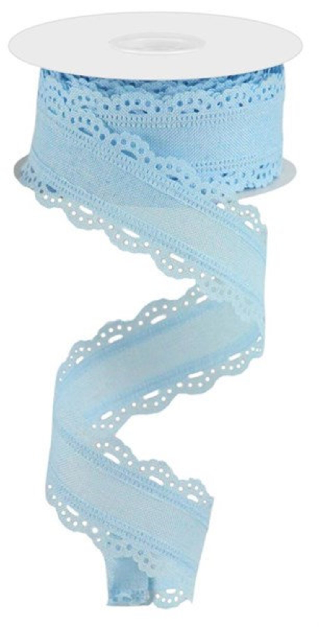 Pale Blue Burlap Scalloped Edge 1.5” X 10 Yards Wired Ribbon, Ribbon ...