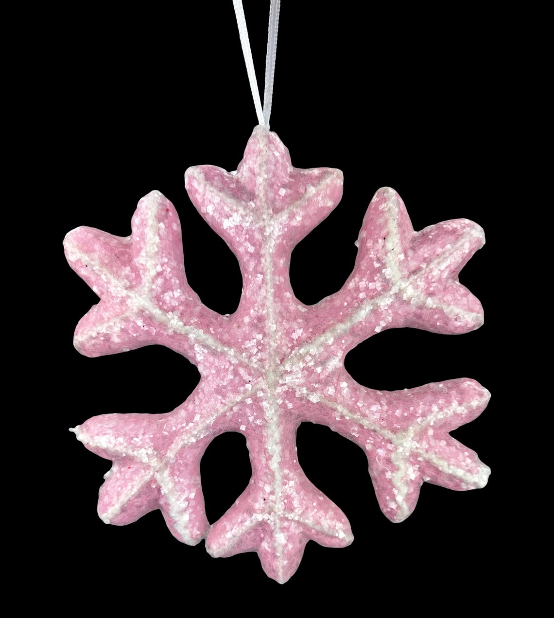 Pink Glittered Snowflake Ornament, 7" Dia, Candy Christmas Tree Decor ...