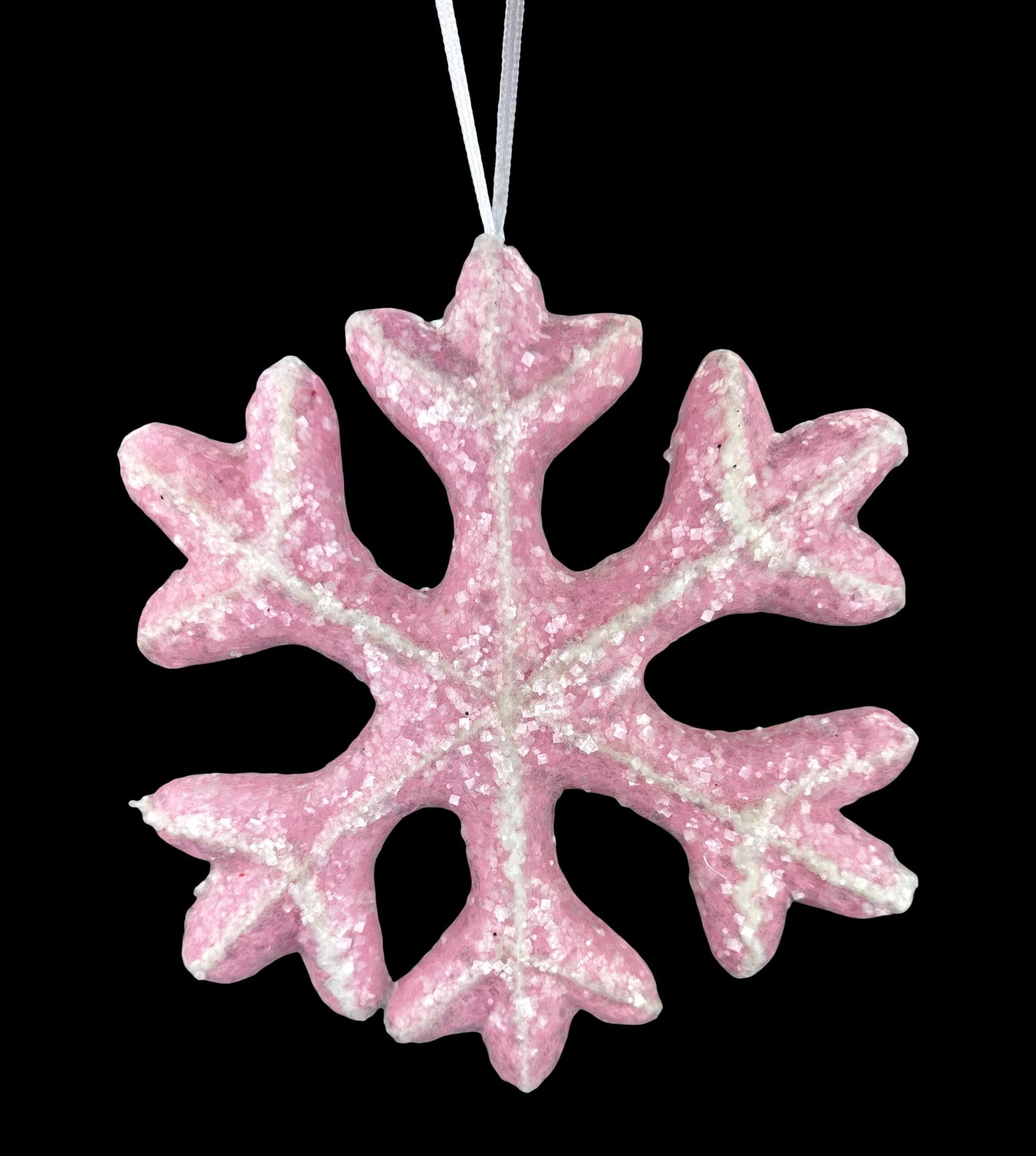 Pink Glittered Snowflake Ornament, 7" Dia, Candy Christmas Tree Decor ...