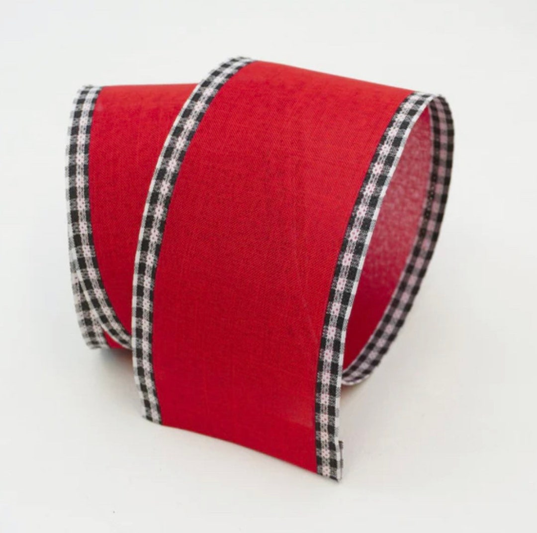 Red Buffalo Check Border Wired Ribbon, 2.5" X 10 Yards Farrisilk Ribbon ...