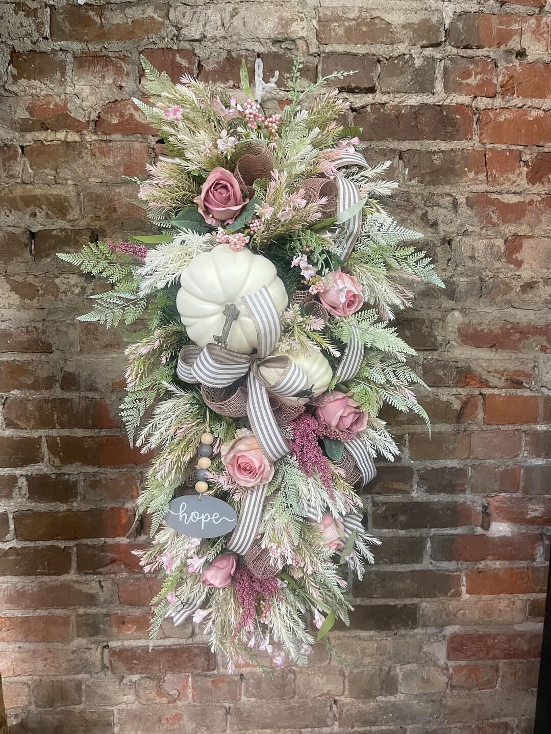 Fall Swag, Cream and Blush Decor, Fall Door Decor, Autumn Welcome Decor ...