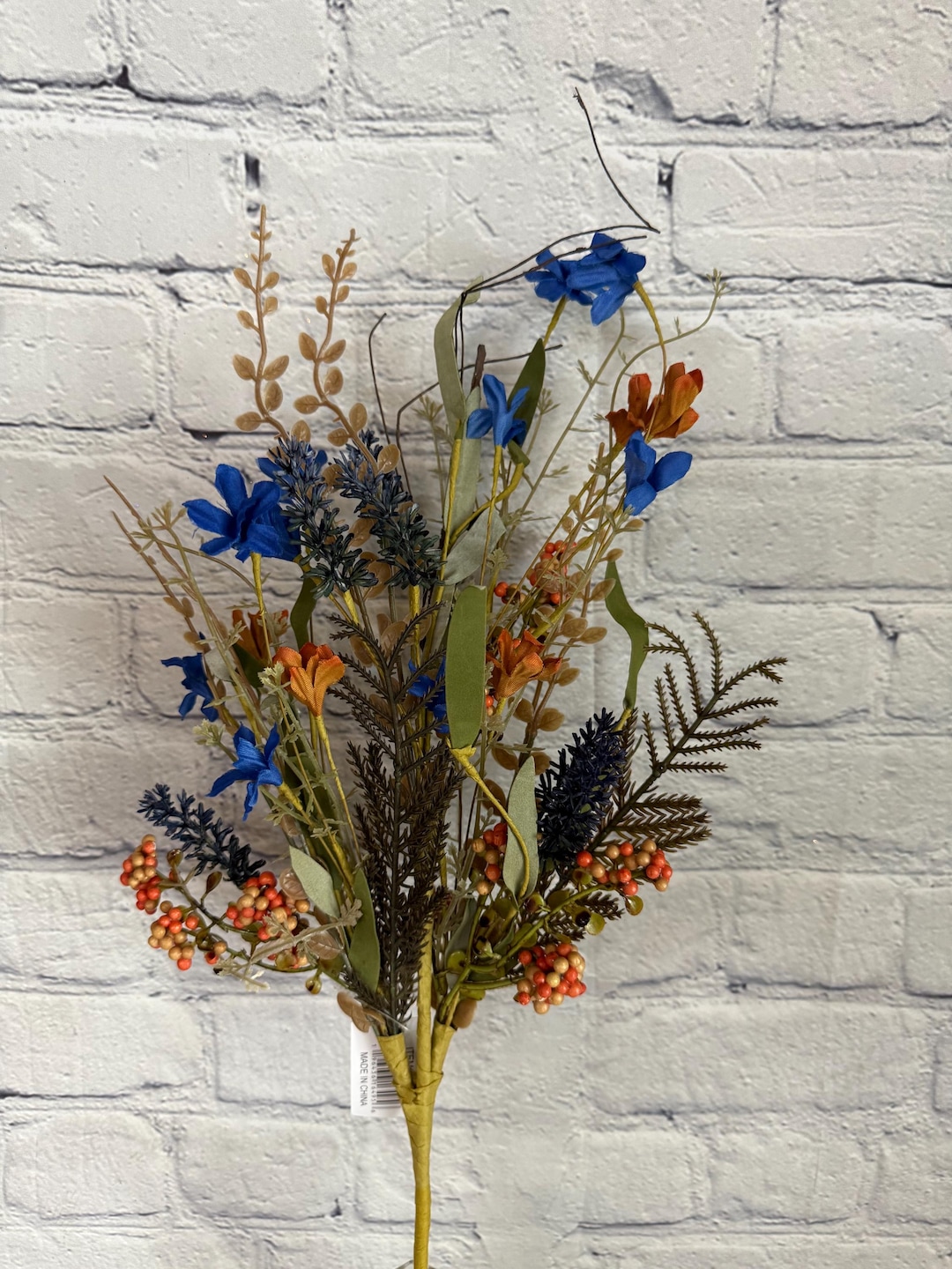 Navy Rust Berry Spray, Twigs and Greenery Filler Spray 24”, Wreath ...