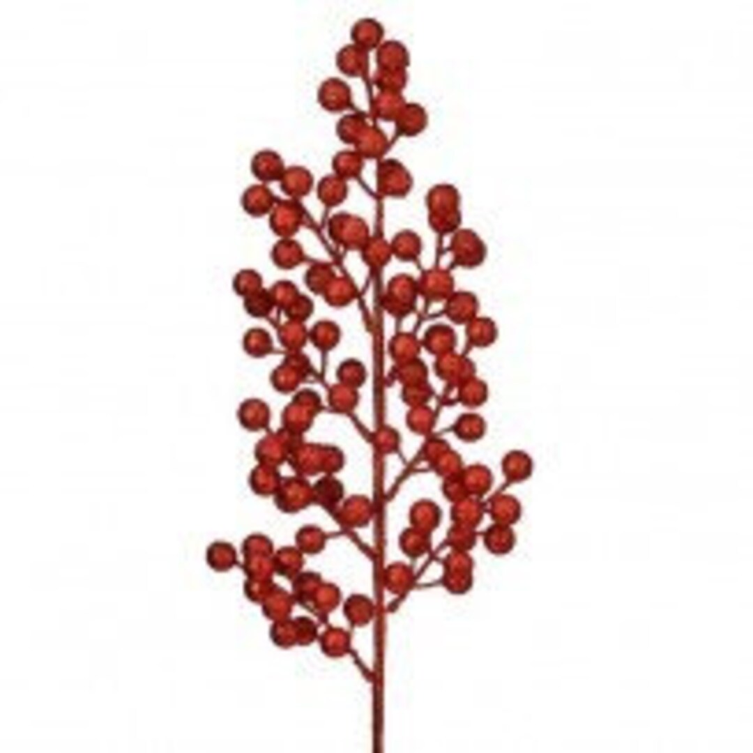 Berry Cluster Spikes Christmas Red 24", Red Glittered Ball Spray ...