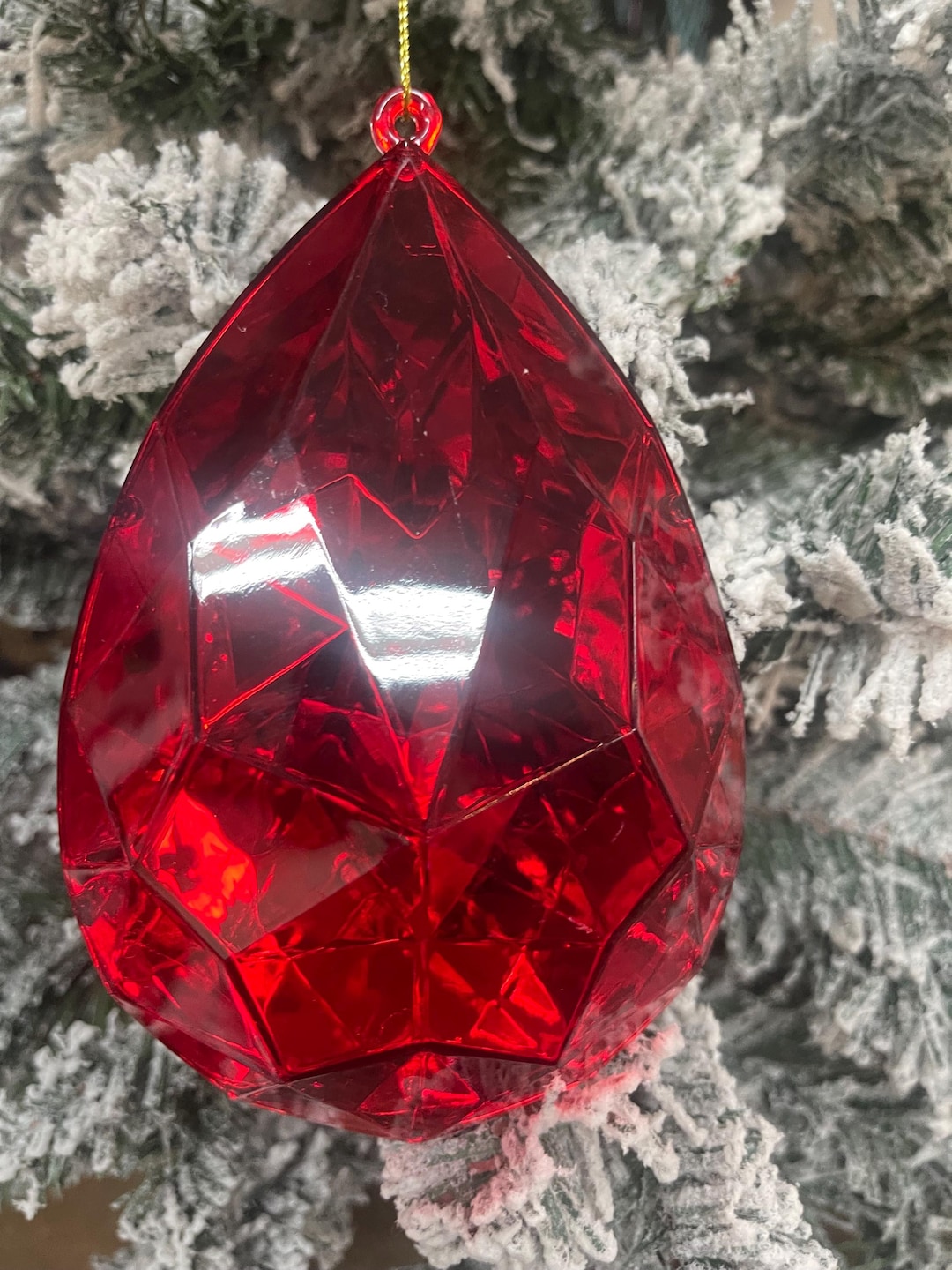Jewel Drop Ornament Acrylic, Red 6", Red Ornament, Regency Brand ...