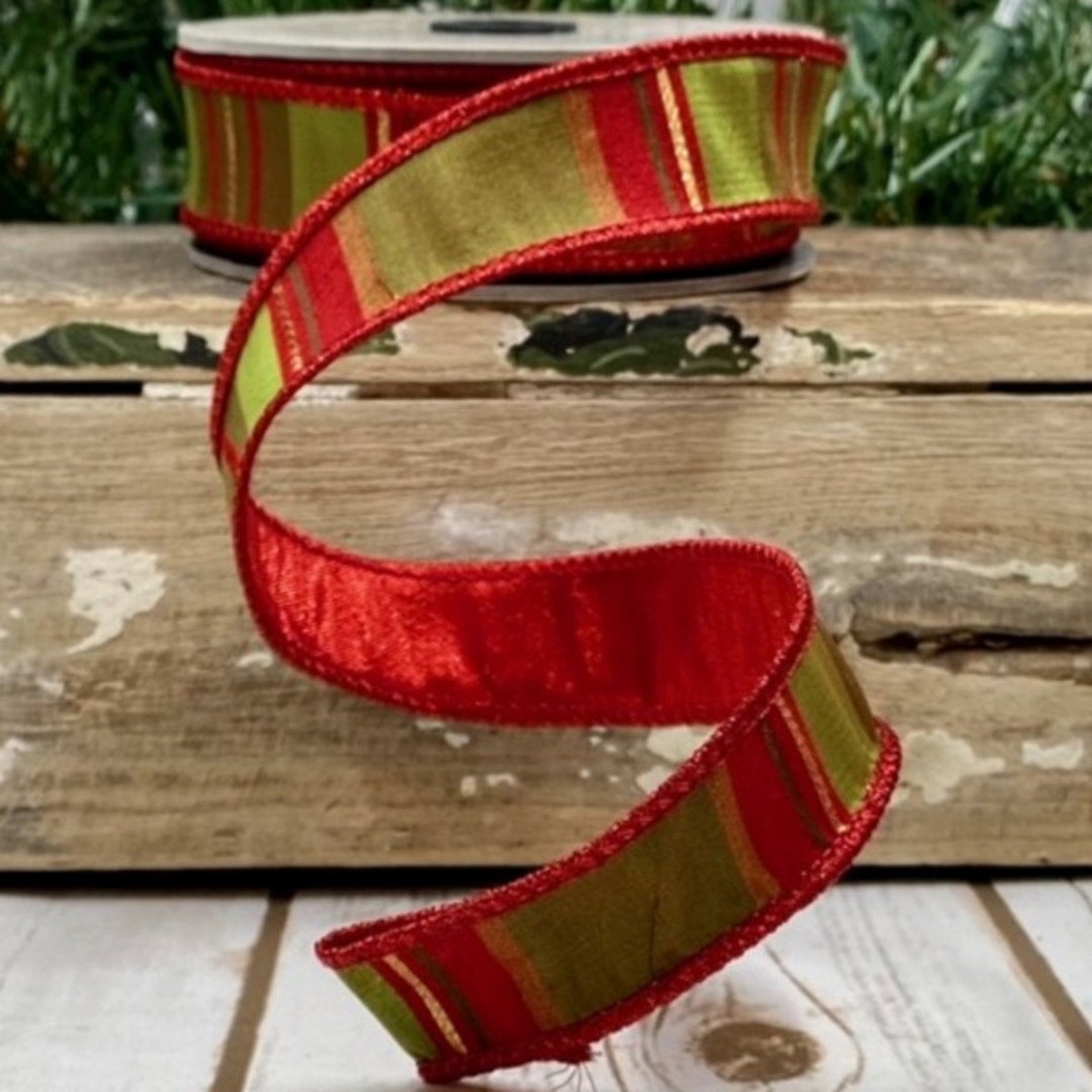 Michigan Avenue Plaid Red and Green Plaid Taffeta Wired Ribbon 1x10 Yds ...