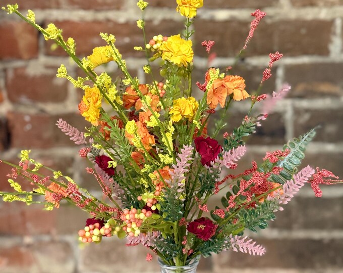 Spring Mini Flower, Orange Yellow Red 20”, Spring Mixed Floral, Spring ...
