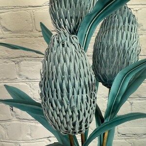 Protea Cones, Teal Blue Foam Protea Cone – 39” Stem With 3 Cones Modern ...