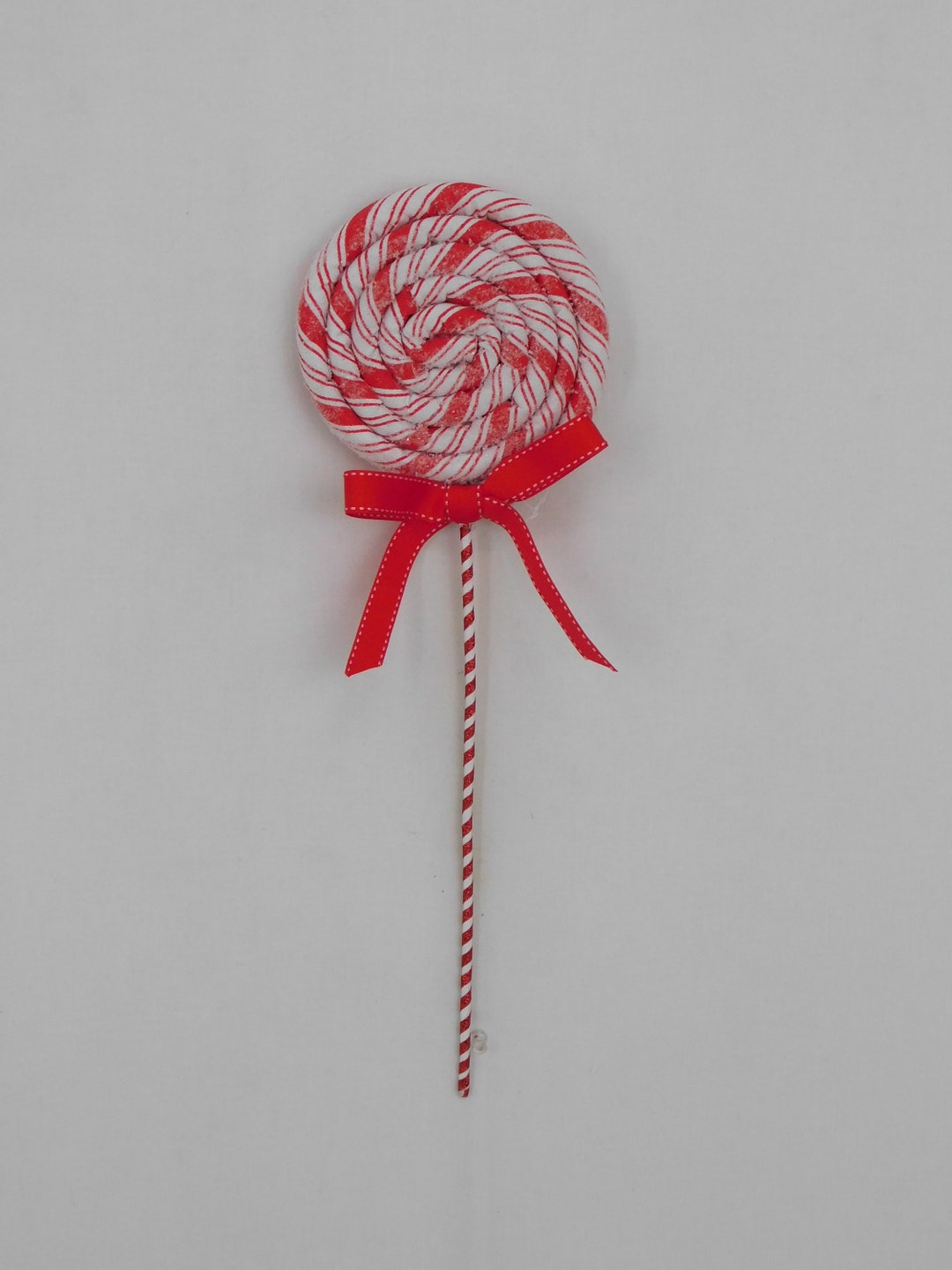 Red and White Swirl Lollipop Pick, Peppermint Spray for Wreaths ...
