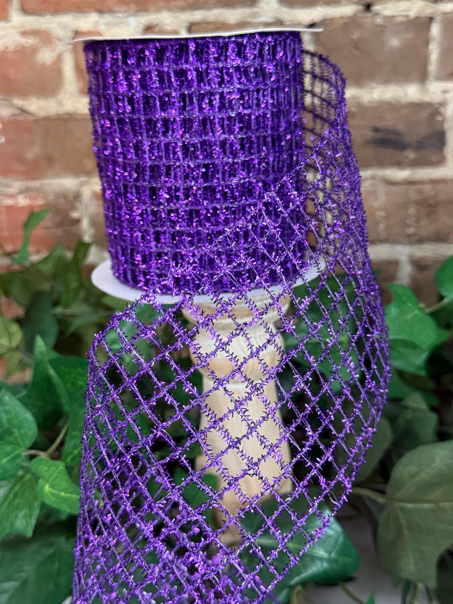 Tinsel Mesh Purple Netting Ribbon, 4.25” X 10 Yds, Mardi Gras ...