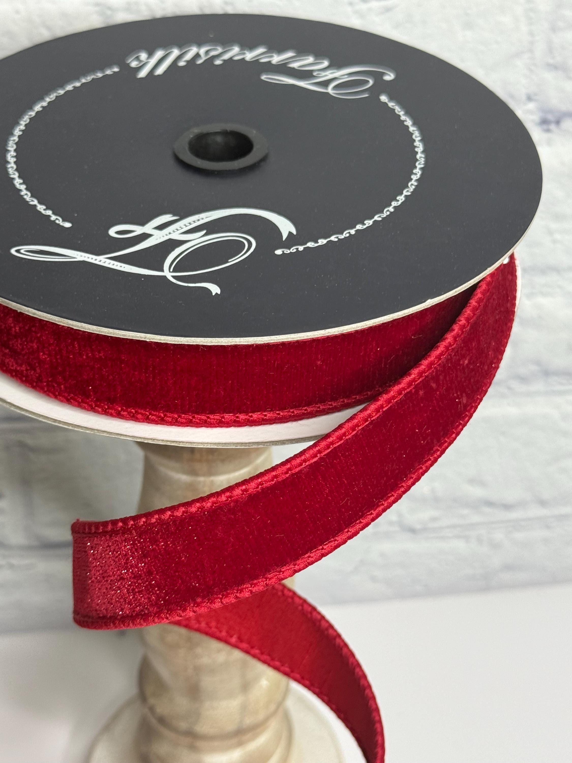 Red Diamond Dust Velvet Ribbon – 1" X 10 Yards | Sparkling Red Velvet ...