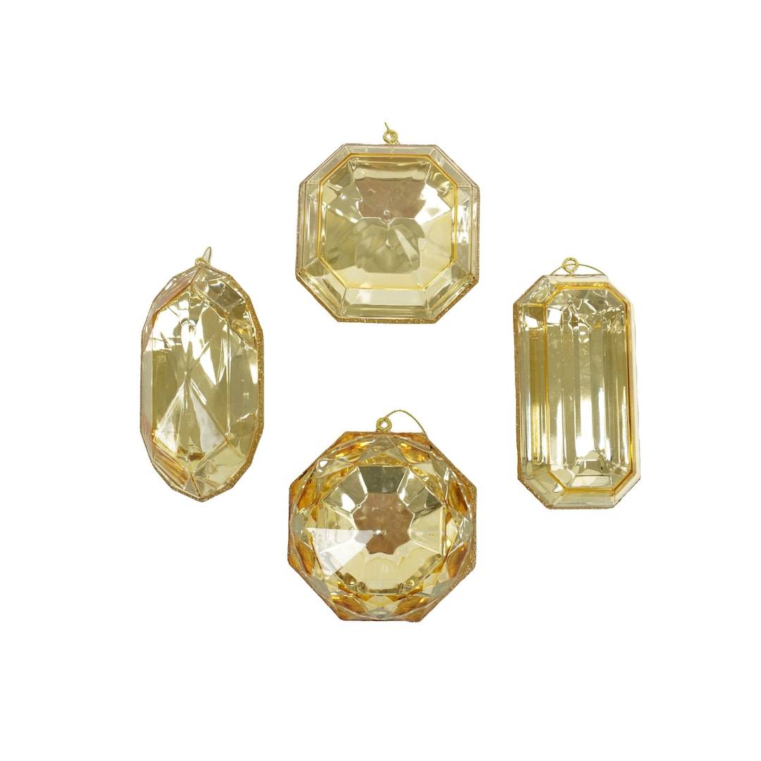 Gold 4” Acrylic Jewel Assortment Set, Gem Ornament, Gold Shatterproof ...