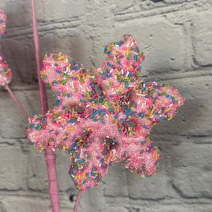 Pink Snowflake Cookie W/ Sprinkles Spray, 30" H X 3 Snowflakes, Perfect ...