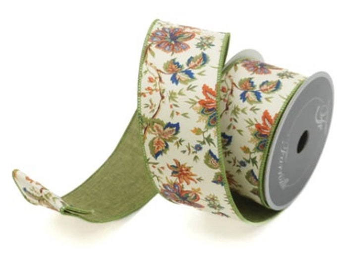 Fall Floral Wired Ribbon, 2.5 X 10 Yards Farrisilk Ribbon, RS091-32 - Etsy