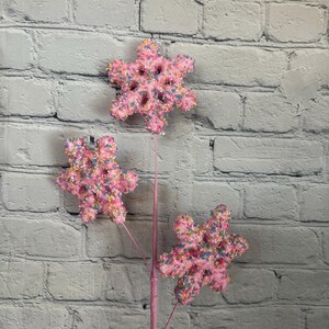 Pink Snowflake Cookie W/ Sprinkles Spray, 30" H X 3 Snowflakes, Perfect ...