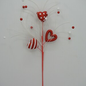 Valentine Heart Stripe Polka Dot Spray 24", Heart Spray for Wreaths ...