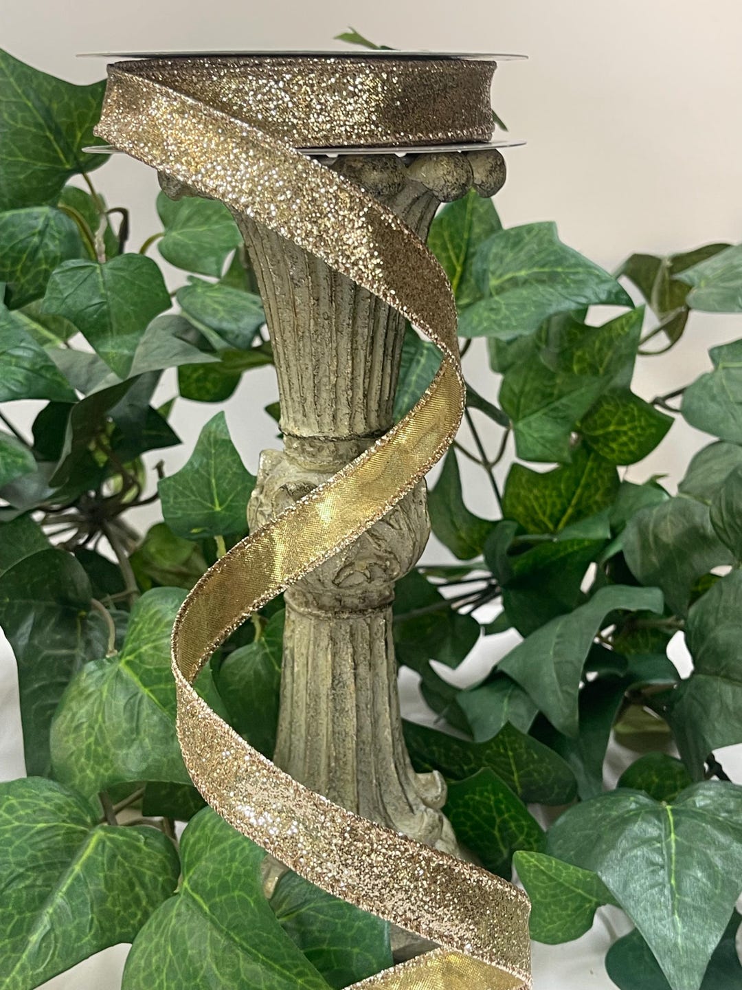 Champagne Glitter on Metallic 5/8” X 10 Yards Wired Ribbon, RJ2030P5 - Etsy