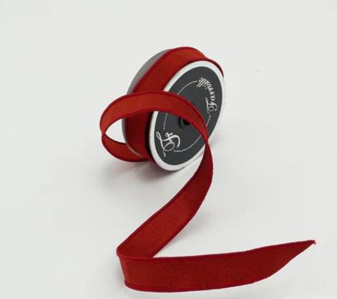 Ruby Red Shabby Silk Wired Ribbon, 1" X 10 Yards Farrisilk, Valentines ...