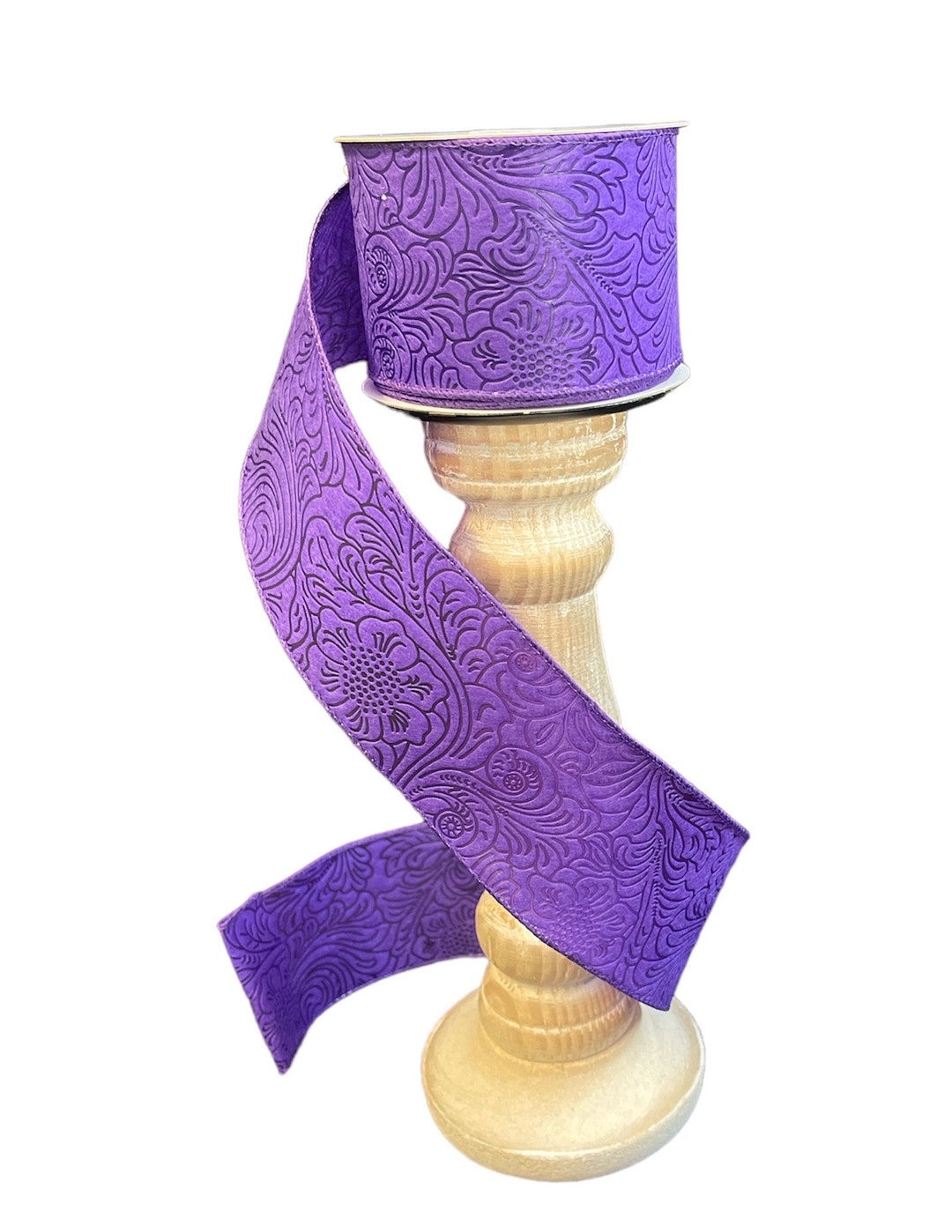 Embossed Ribbon, Purple Spring Floral, 2.5” X 10 Yards, Jascotina ...