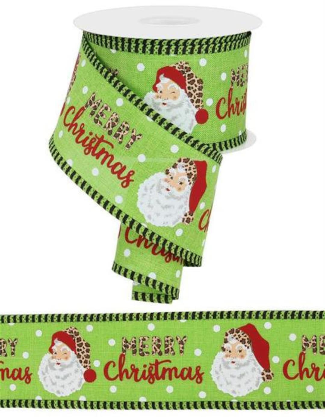 Merry Christmas Santa Stripe Ribbon 2.5" X 10 Yds Wired Ribbon for ...