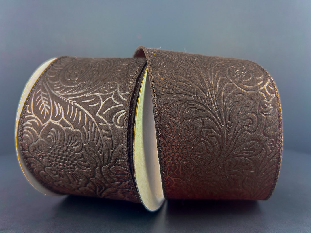 Embossed Ribbon, Brown Floral, Fall Ribbon, 2.5” X 10 Yards, Jascotina ...
