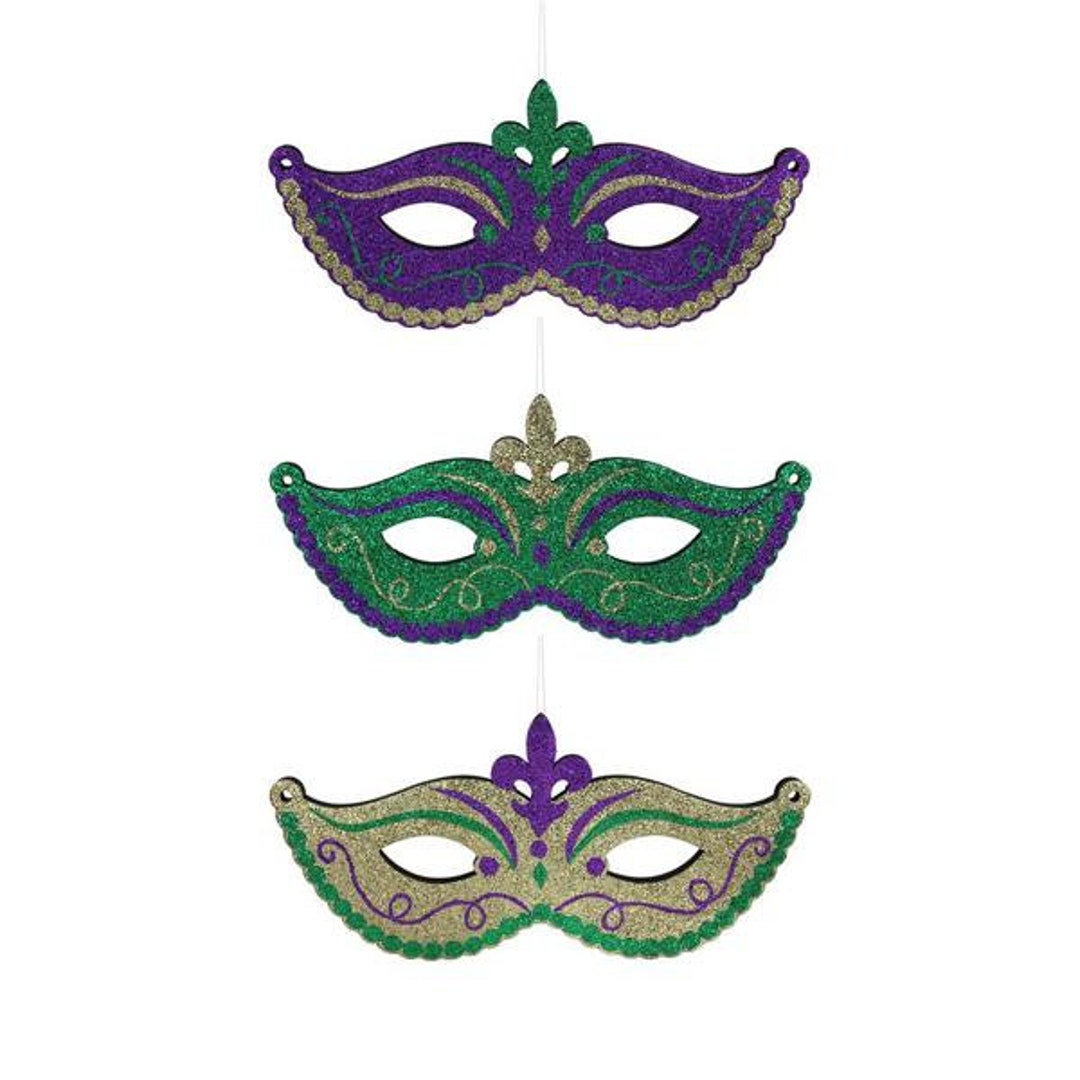 Glittered Masquerade Mardi Gras Mask 20 L X 9.75 H, Accents for Mardi ...