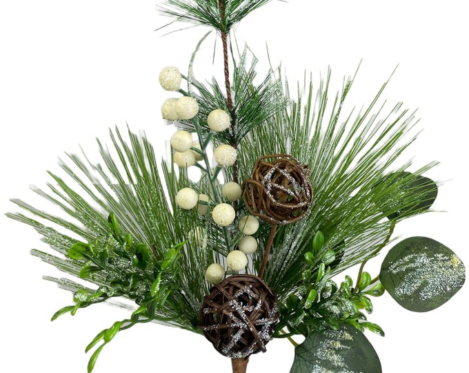 Flocked Pine Spray, Fairmont Pine, 20, Winter Greenery, Wreath ...