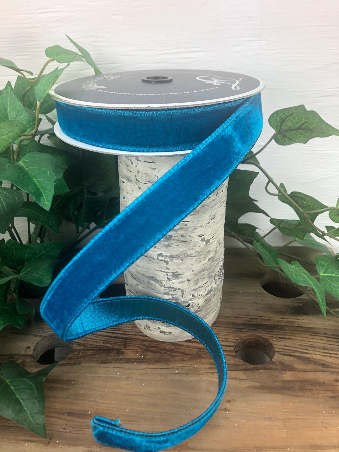 Turquoise Plush Velvet Ribbon With Matching Taffeta Fabric 1” X 10 ...