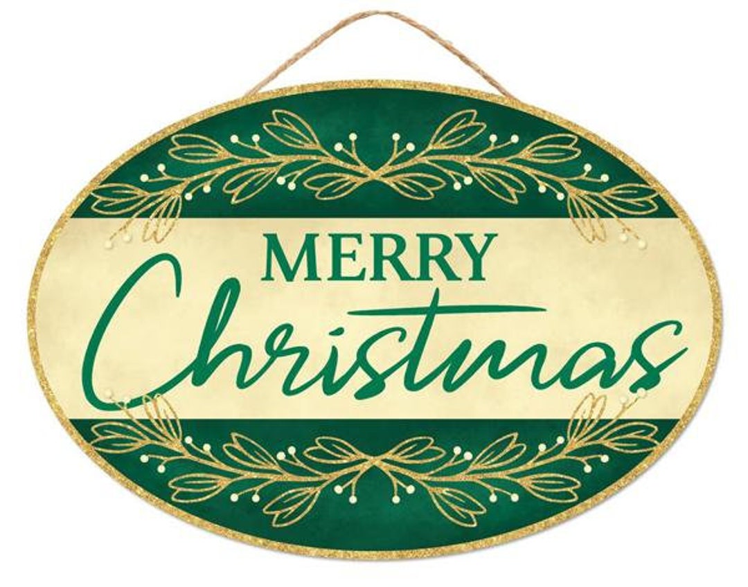 Merry Christmas Oval Sign 13"l X 9"h, Signs, Wreaths, Wreath ...