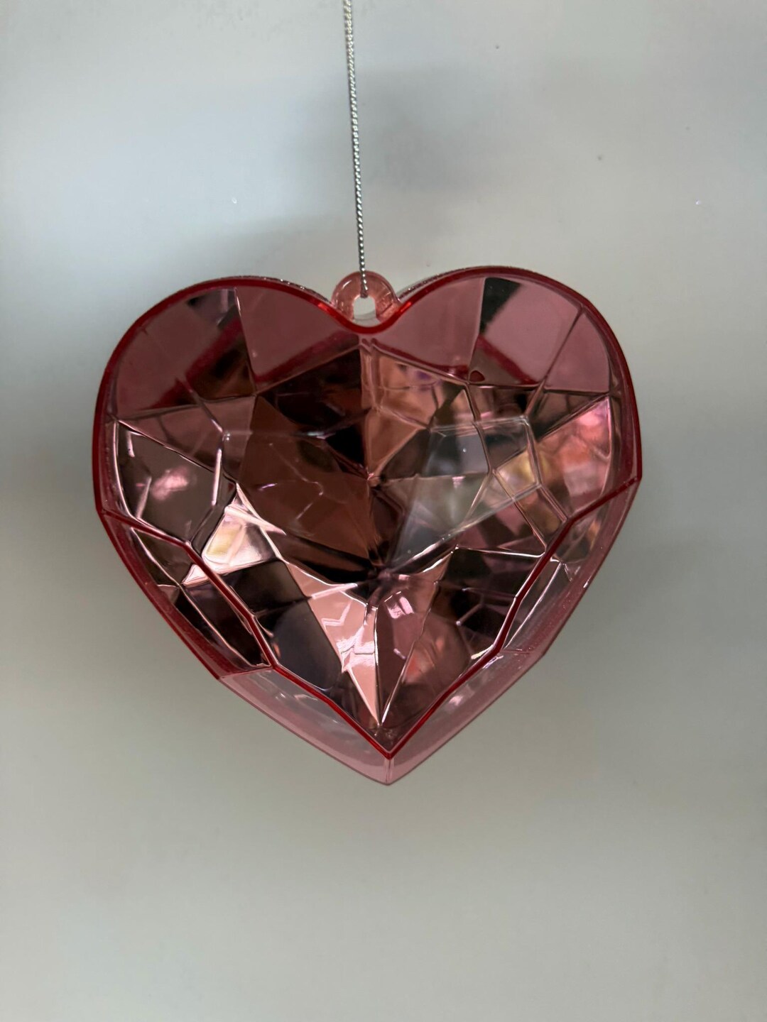 Valentine Heart, Light Pink Heart Jewel Ornament 6", Valentine Gift for ...