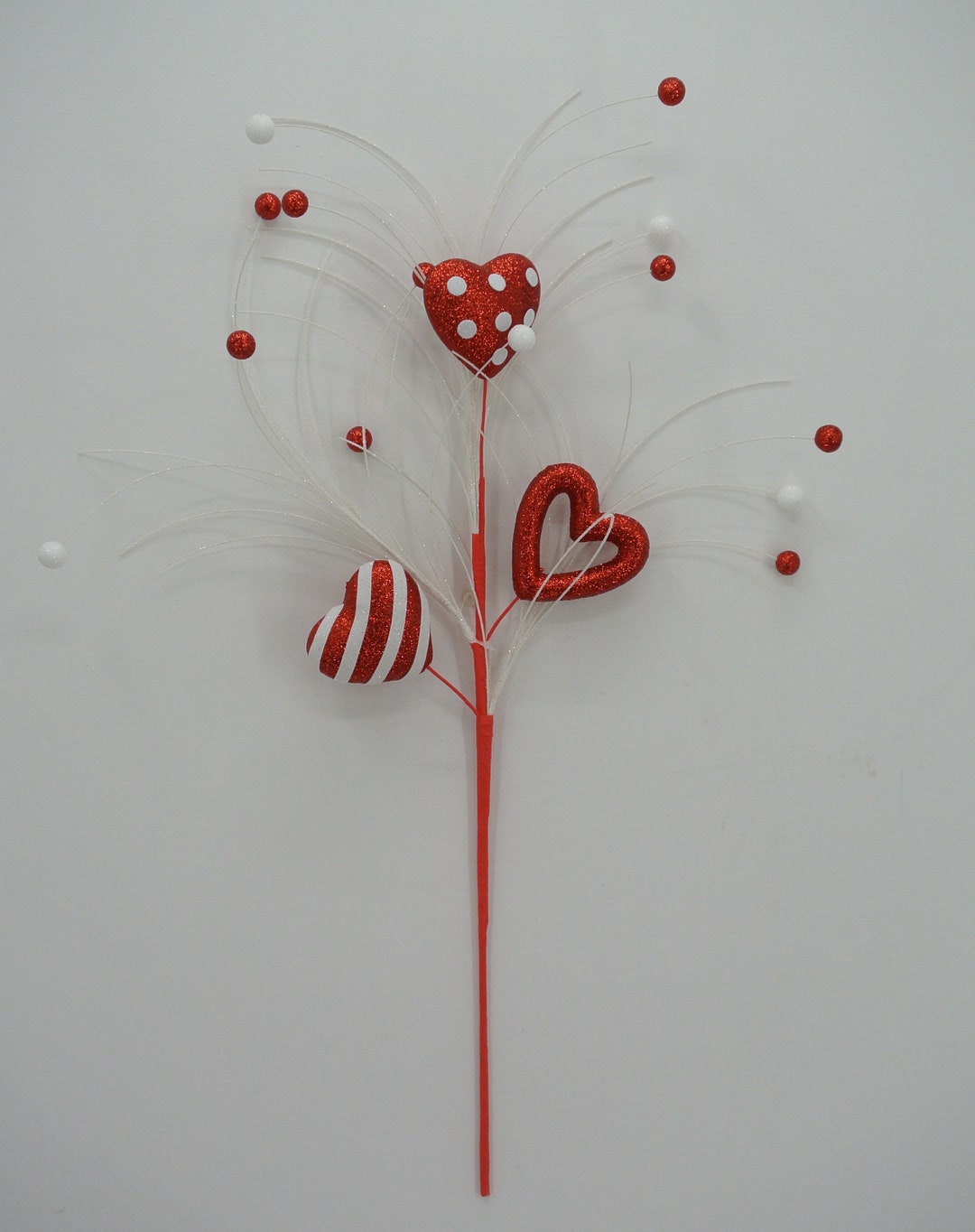 Valentine Heart Stripe Polka Dot Spray 24", Heart Spray for Wreaths ...