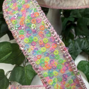 Pastel Sequin Ribbon 1" X 10 Yards, Easter, Spring, Candy Christmas or ...