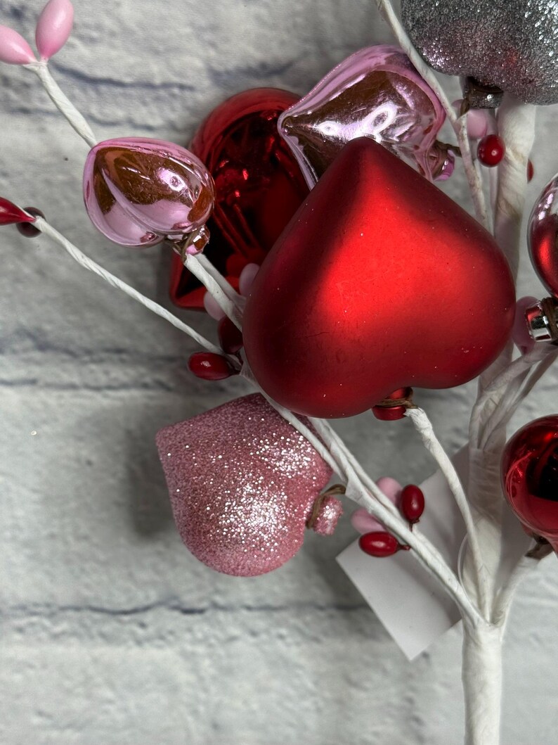 Valentine’s Heart Pick – Pink, Red & Silver 16", Heart Spray for ...
