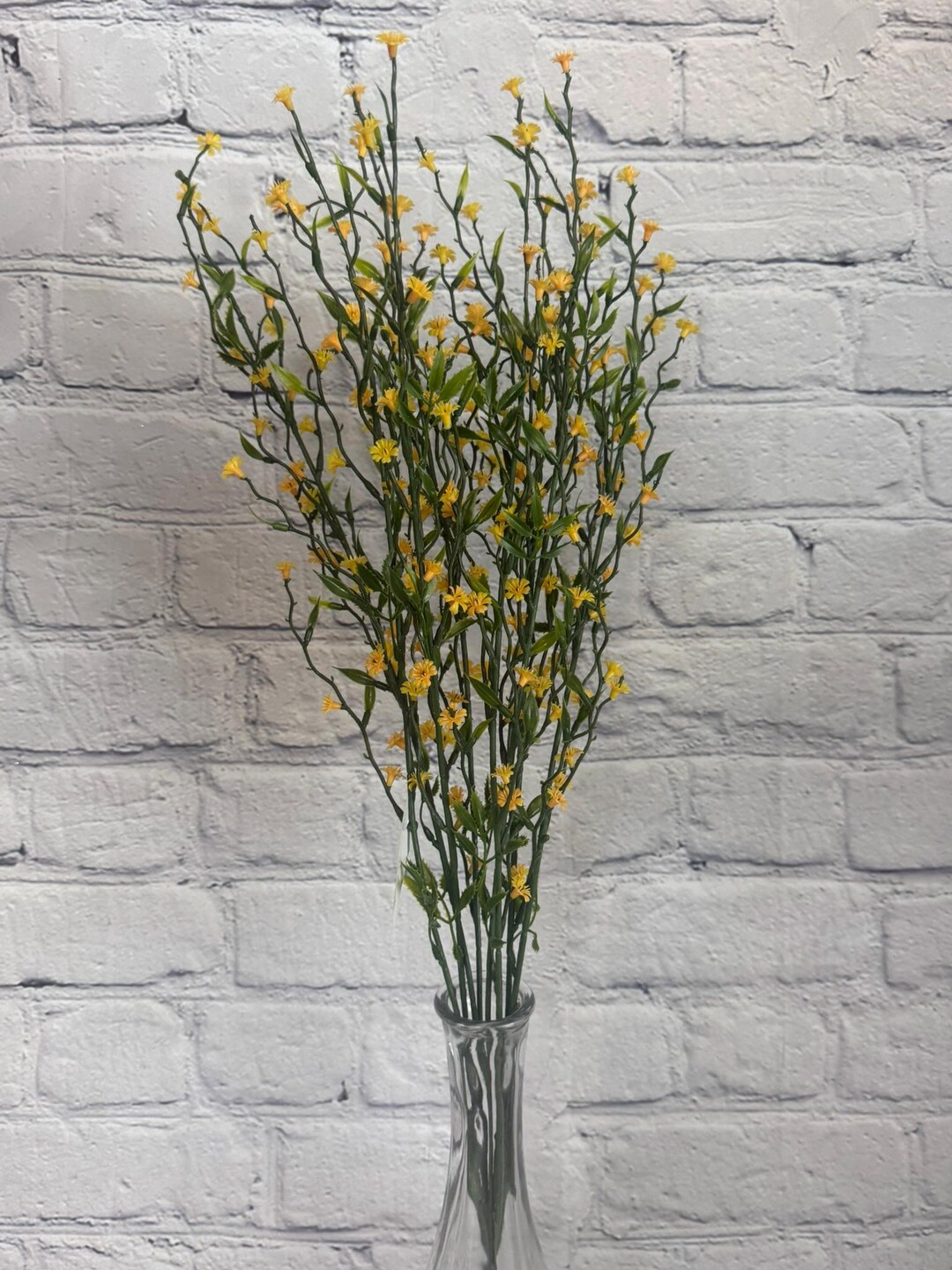 Yellow Flowers and Green Twig Spray, Twigs and Greenery Filler Spray 22 ...
