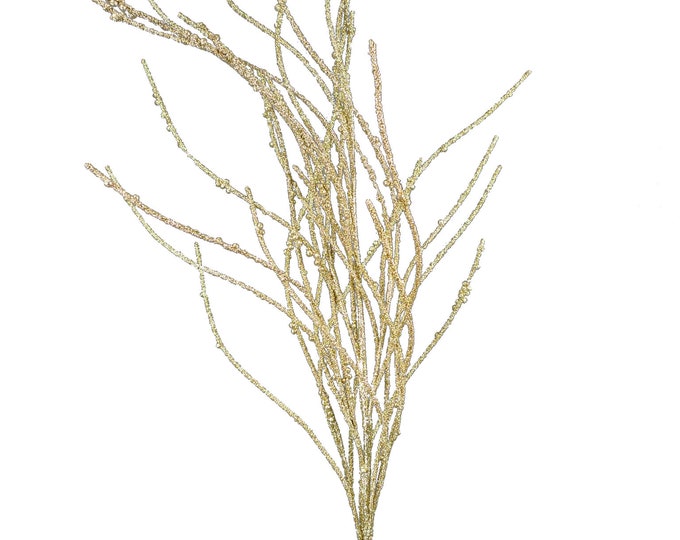 Gold Glitter Twig Spray 43, Christmas Tree Spray, Glitter Pick for ...