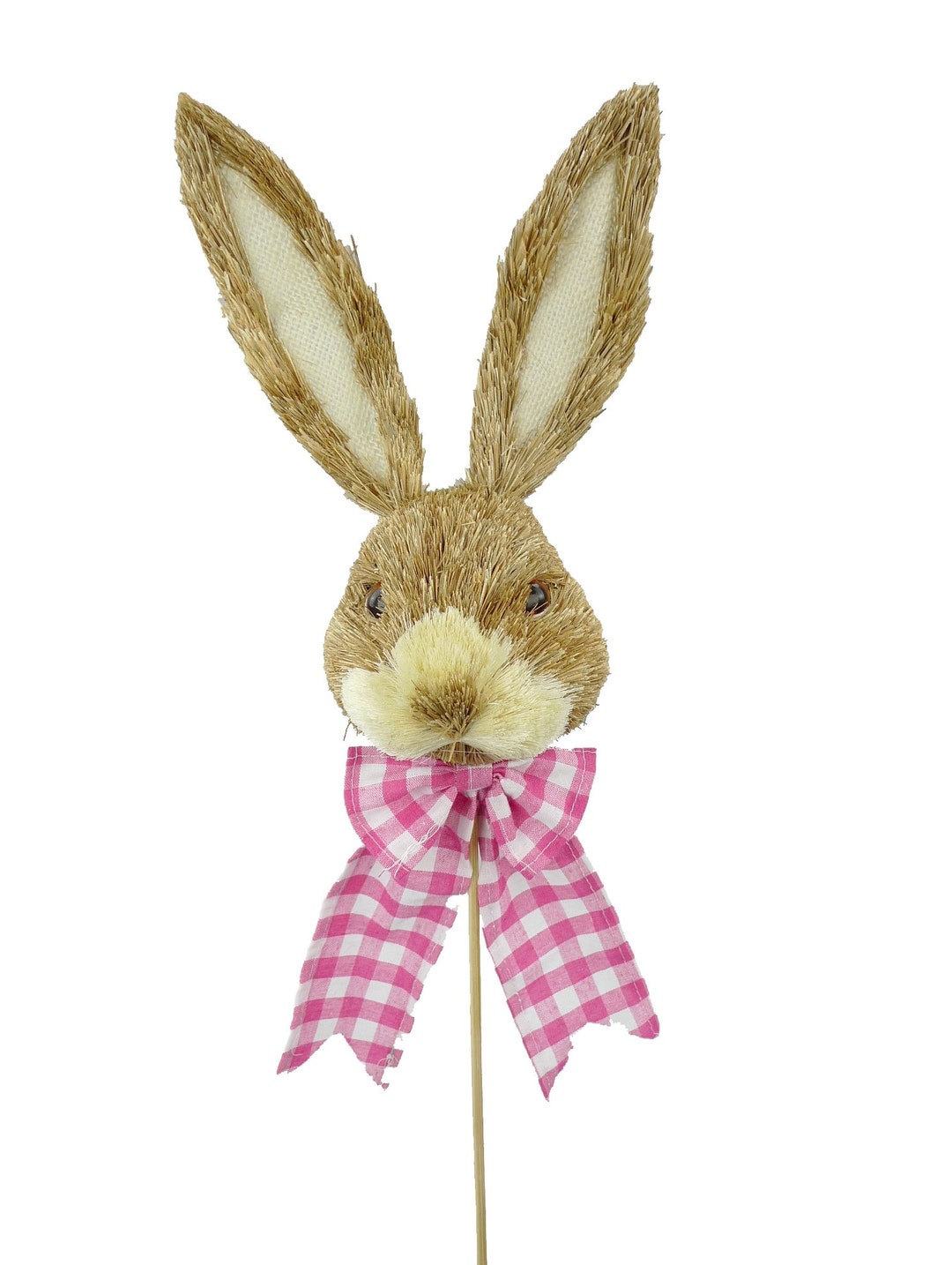 Bunny Head W/ Pink Bow, D4.5xw4.5xh20", Easter Decor, Wreath ...