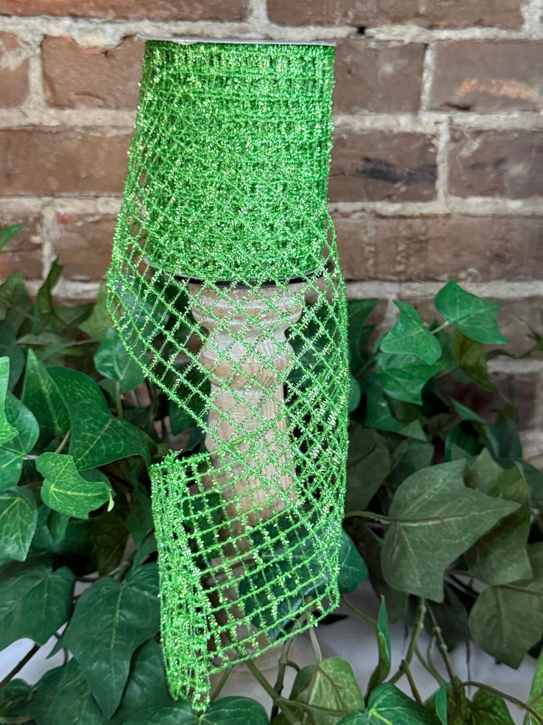 Tinsel Mesh Green Netting Ribbon, 4.25” X 10 Yds, Mardi Gras, Christmas ...