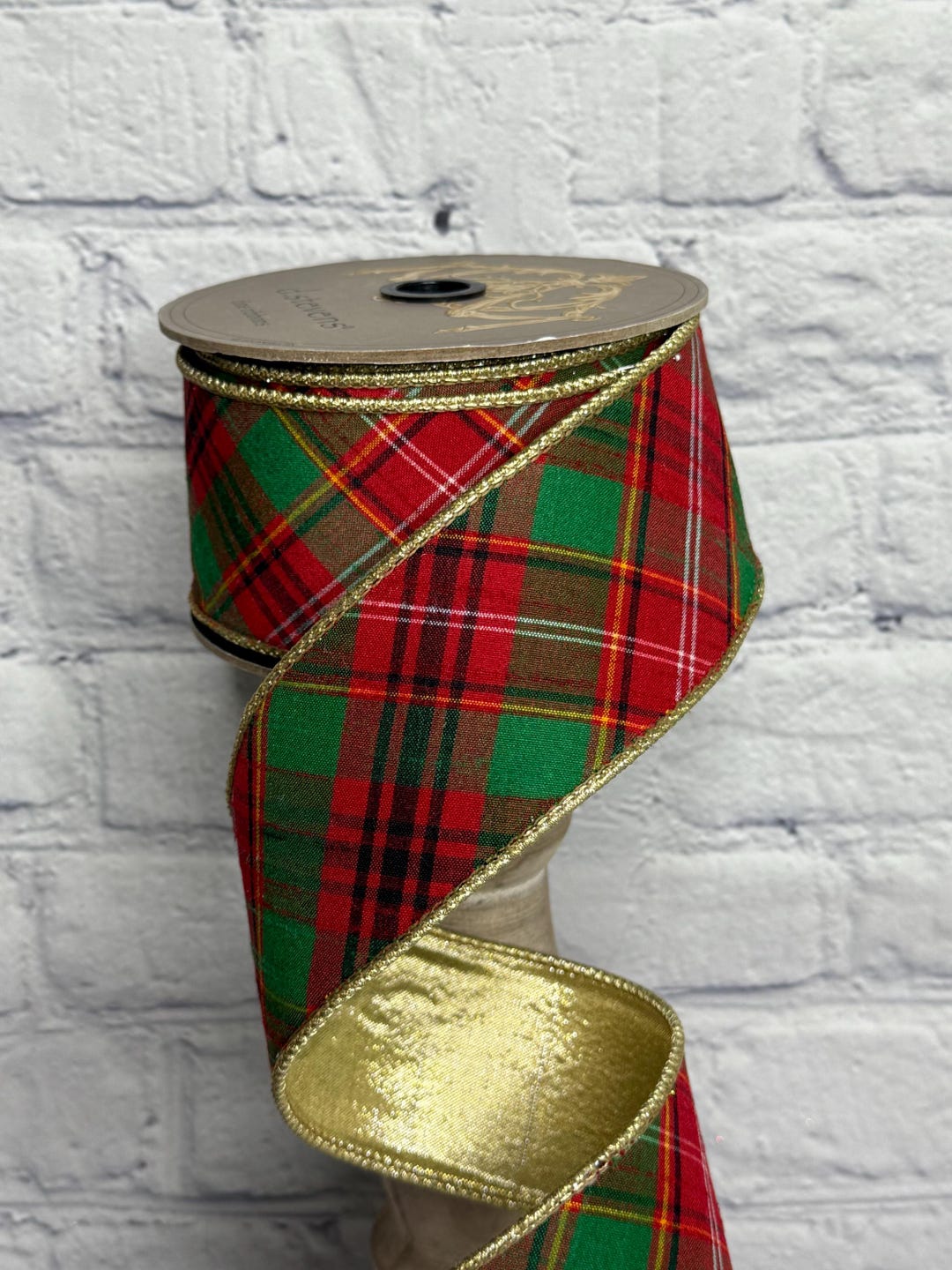 Christmas Diagonal Plaid, Red, Green & White With Gold Back – D ...