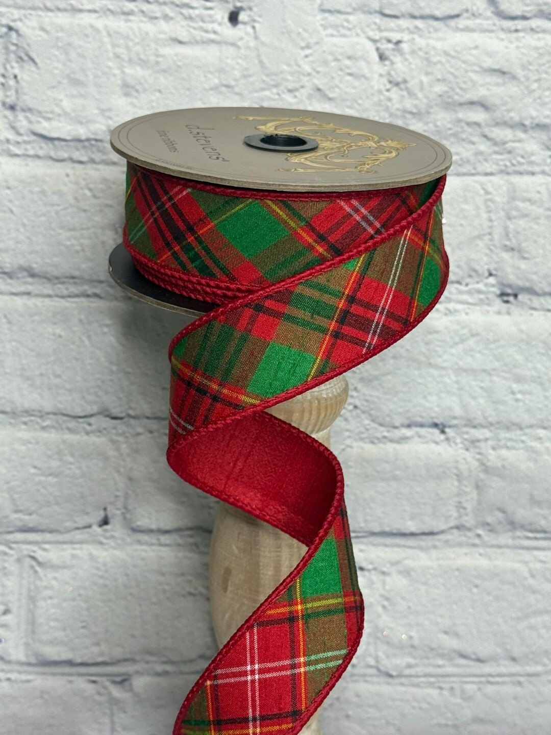 Red, Green & White With Red Back – D. Stevens Brand, 1.5" X 10yd Dupion ...